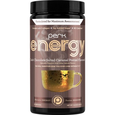 Perk Energy Original Dark Chocolate Salted Caramel Pretzel (20 Servings ...