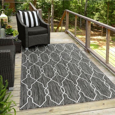 Unique Loom 7' 1 X 10' 0 Rectangle Indoor/outdoor Trellis Charcoal Area ...
