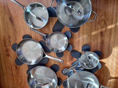 12pc Stainless Steel Cookware Set With 6pc Pan Protectors Silver ...