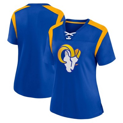 Nfl Los Angeles Rams Women's Short Sleeve Lace Up V-neck Fashion Jersey ...