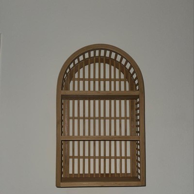 12" X 20" Wood And Rattan Wall Shelf Natural - Threshold™ : Target