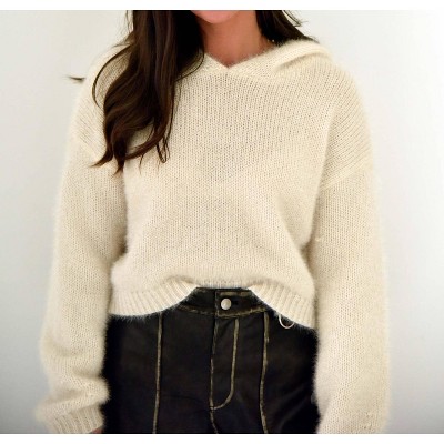 Women's Metallic Cropped Knit Hoodie - Et Clet M : Target