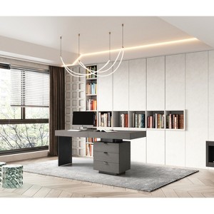 HomeStock 292 in.H Brown Color Mahogany Wood Computer Desks with Open ...