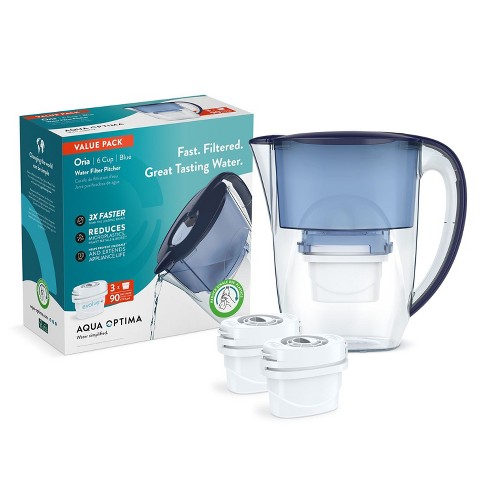 Aqua Optima 6-cup Water Filter Pitcher Bundle, 3 Evolve+ Filters ...