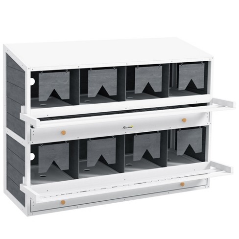 Pawhut Nesting Boxes For Chickens, 8 Compartments Wood Roll Out Laying ...