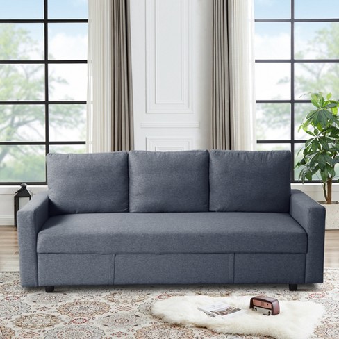 Creath Convertible Sectional Sofas, 3 Seat Couch, Navy-the Pop Home ...