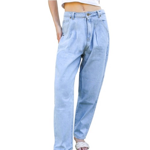 Anna-kaci Women's Loose High Waist Denim Trousers- Small,lignt Denim ...