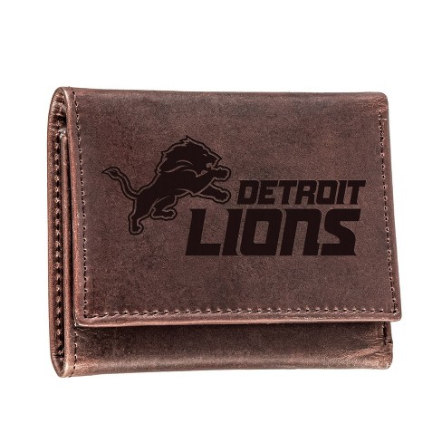 Evergreen Nfl Detroit Lions Brown Leather Trifold Wallet Officially ...