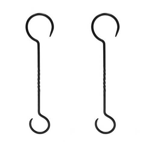 Set Of 2 Wrought Iron Hook Extenders With Twist Black Powder Coated ...