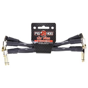 Pig Hog Lil' Pigs Right Angle 1/4" Black Instrument Patch Cables, 6" (4 ...
