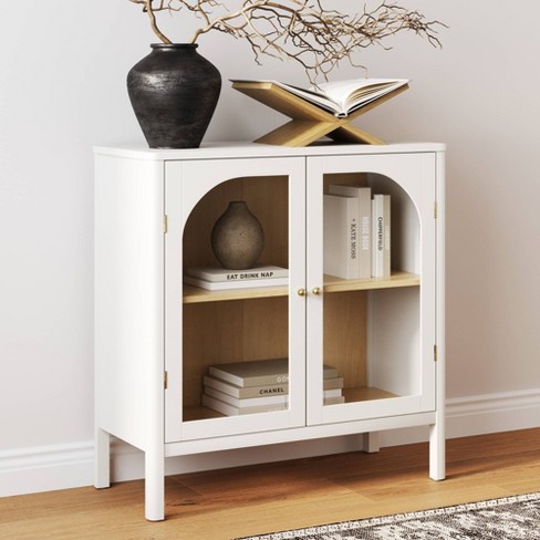 Nathan James Mason Wood And Glass Door Storage Cabinet White : Target