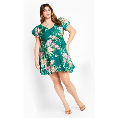 City Chic | Women's Plus Size Marci Print Dress - Jade - 18w : Target