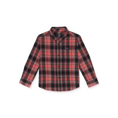 Volcom Toddler Boys Caden Plaid Long Sleeve Flannel Shirt, Cranberry ...
