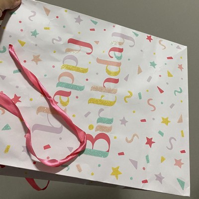 Medium Birthday Gift Bag With Glitter - Spritz™ : Target