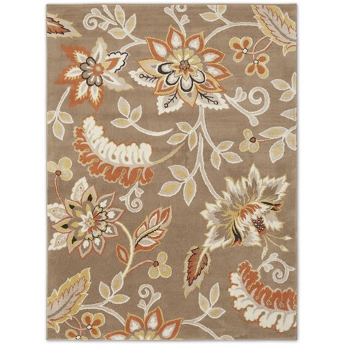 Home Dynamix Tremont Teaneck Contemporary Floral Area Rug, Taupe/pink ...