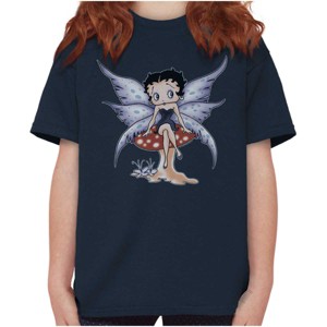 Betty Boop Cartoon Butterfly Mushroom Girls Kids T Shirt Tees Licensed ...