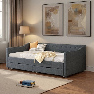 Dovelina Twin Size Daybed with Drawers, Upholstered Tufted Sofa Bed ...