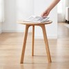 Round End Table, 100% Solid Oak Wood Side Table with Stable 3-Leg Base ...