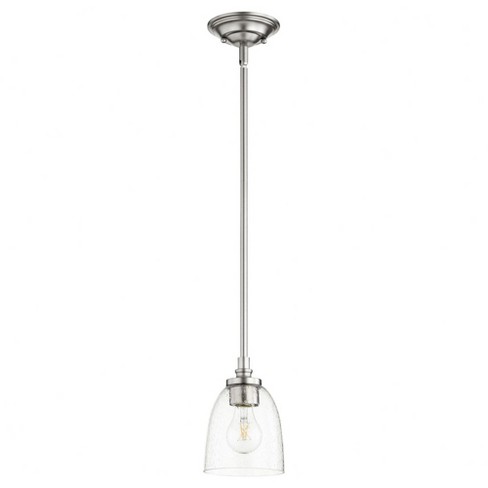 Quorum Lighting Rossington 1-light Pendant, Satin Nickel, 5 Width, 7 Height, Stem Hanging, Dry ...