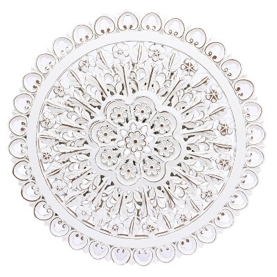 Luxenhome White And Gold Flower Metal Wall Decor : Target