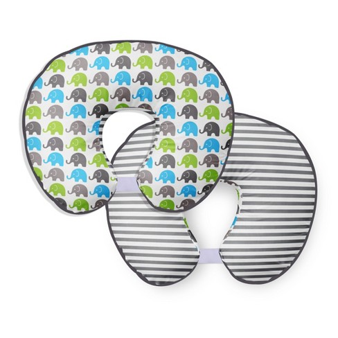Bacati - 3 Pc Elephants Aqua Lime Gray Hugster Feeding & Infant Support ...