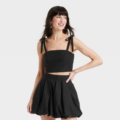 Women's Tie Shoulder Tank Top - A New Day™ Black M : Target