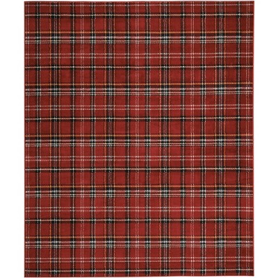 Nourison Grafix Contemporary Plaid Area Rug Red 9' X 12' : Target