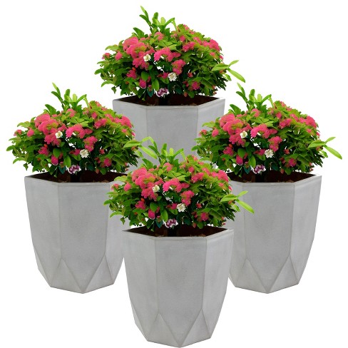 Sunnydaze Indoor/outdoor Modern Faceted Polyresin Flower Pot Planter ...