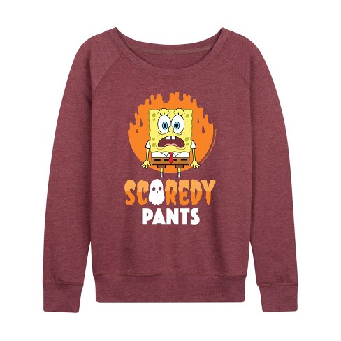 Women's Spongebob Squarepants Scaredy Pants Lightweight French Terry ...
