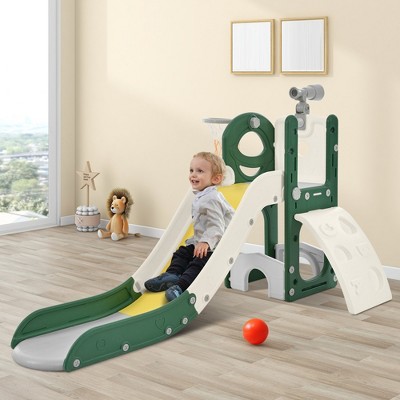 5 In 1 Kids Slide Playset Structure, Freestanding Spaceship Climbers ...