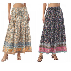 INSPIRE CHIC Women's Summer Elastic High Waist Ruffle Floral Print Boho ...