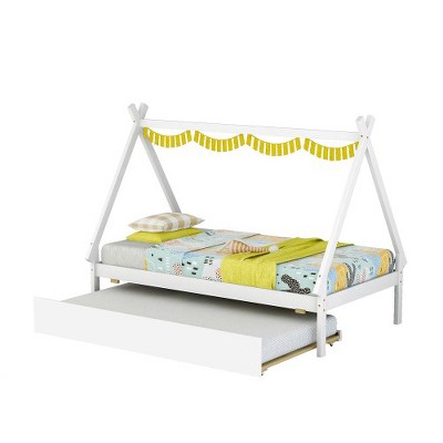 Twin Size Tent Floor Bed Frame, House Top Bed With Trundle, Pull Out ...