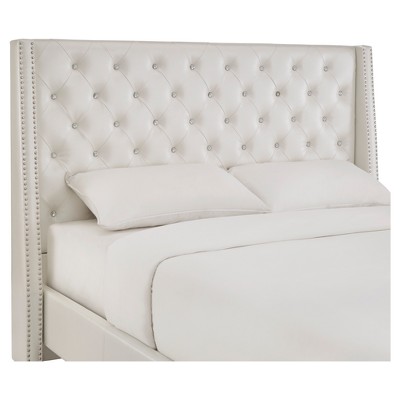 Queen Rosalyn Crystal Tufted Wingback Headboard Ivory Inspire Q