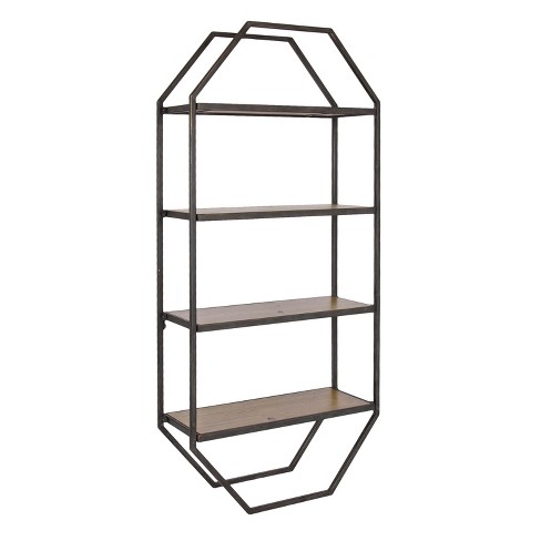 Kate And Laurel Adela Octagon Wood Accent Shelf, 41x8x19, Brown And ...