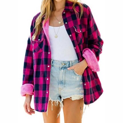 Women's Cristal Plaid Faux-shearling Lined Shacket - Bluivy : Target