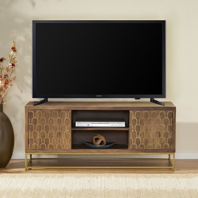 Xiyuyeu Tv Stand For 53 Inch Tv With 2 Shelves And 2 Cabinets,tv ...