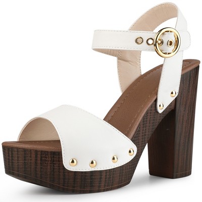 Perphy Women's Platform Buckle Ankle Strap Chunky High Heels Sandals ...