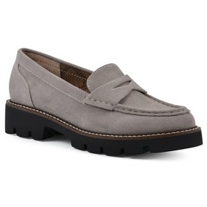 White Mountain Women's Gunner Lug Sole Loafer, Light Taupe Suede, 11 ...