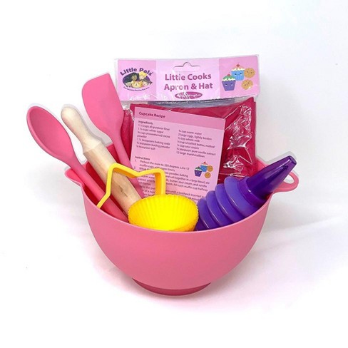 Kids' Pink Baking Set – Complete Baking Kit With Mixing Bowl, Rolling ...