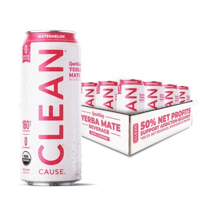 Clean Cause - Watermelon Zero Calorie Organic Sparkling Yerba Mate Tea ...