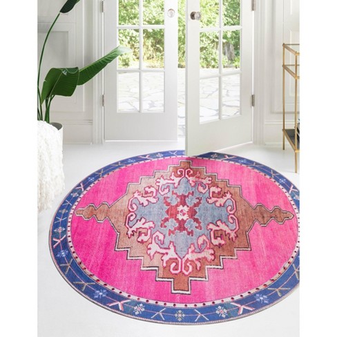 Unique Loom 7' 7 X 7' 7 Thomas Timeless Fuchsia Round Area Rug : Target
