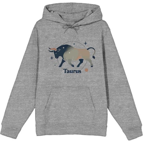 Taurus Zodiac Sign Adult Heather Gray Long Sleeve Hoodie-xxl : Target