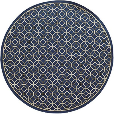 Oriental Weavers Round Stripe Pattern Area Rug In Blue And Ivory : Target
