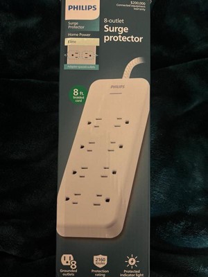 Philips 8-outlet Surge 8' Braided Cord 2160j Adapter-spaced - White ...