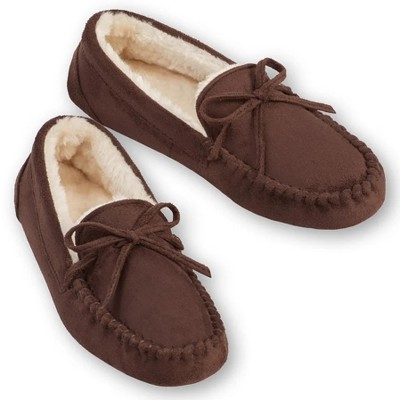 Alpine Swiss Sabine Womens Suede Shearling Slip On Moccasin Slippers ...