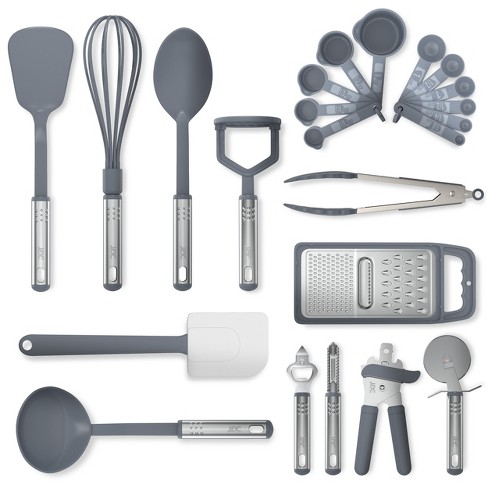 23 Nylon Kitchen Utensils & Stainless Steel Cooking Utensils Set Grey ...