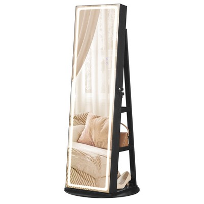 Songmics Led Mirror Jewelry Cabinet Standing Jewelry Armoire Organizer ...