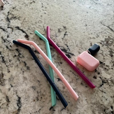 Ello 4pk Compact Fold And Store Silicone Straw Set : Target