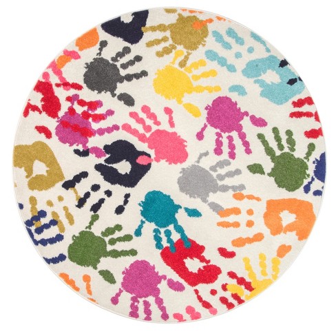 Nuloom Pinkie Handprint Kids Area Rug, Round 5', Multi : Target
