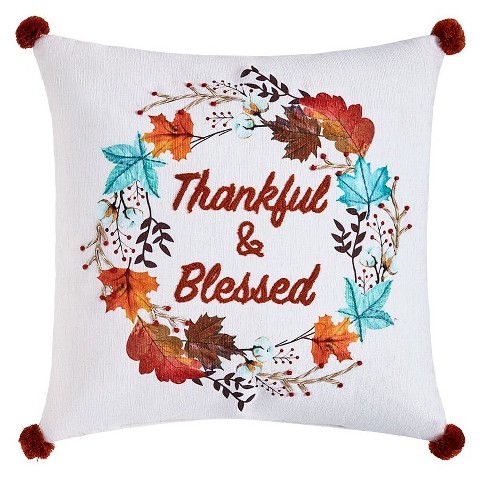 The Lakeside Collection Thankful Harvest Embroidered Accent Pillows ...